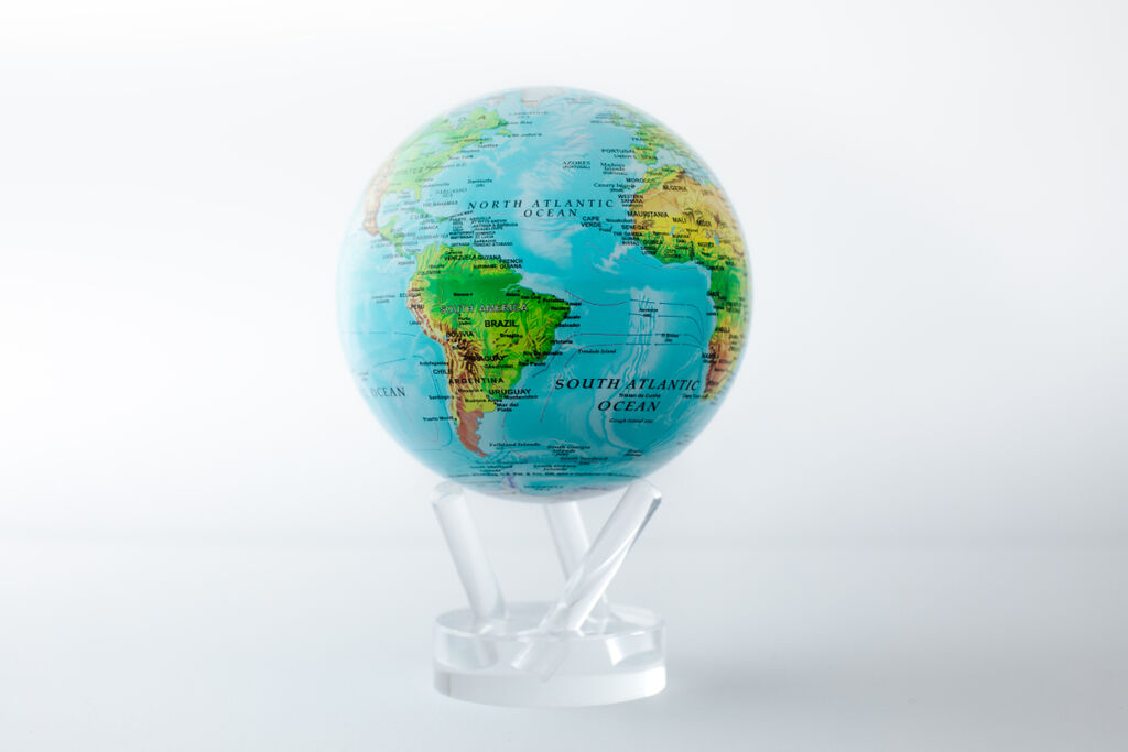 Mova Blue Relief Map Self Rotating Globe | 68travel