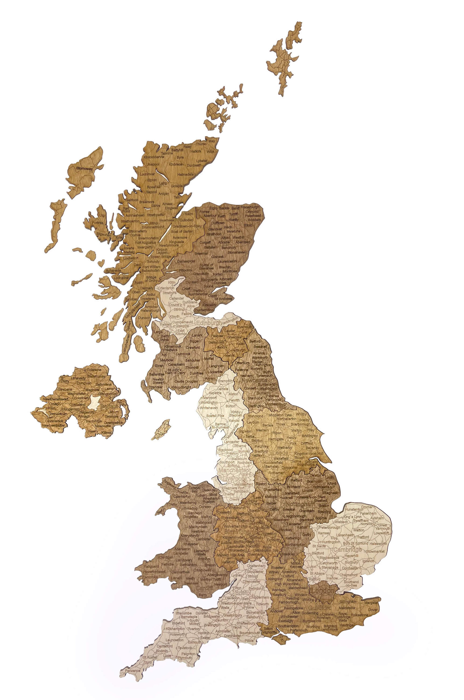 United Kingdom (British Isles + Ireland) Wooden Map | 68travel