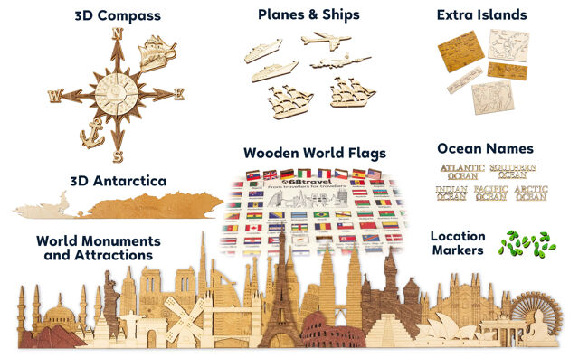 Wooden World Map Wall Decoration | 68travel