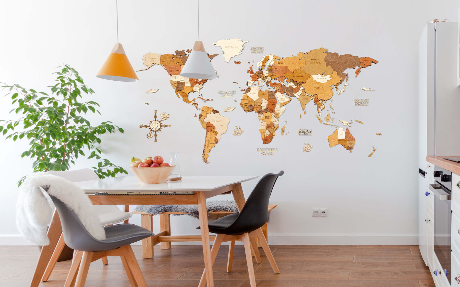 Wooden World Map Wall Decoration | 68travel