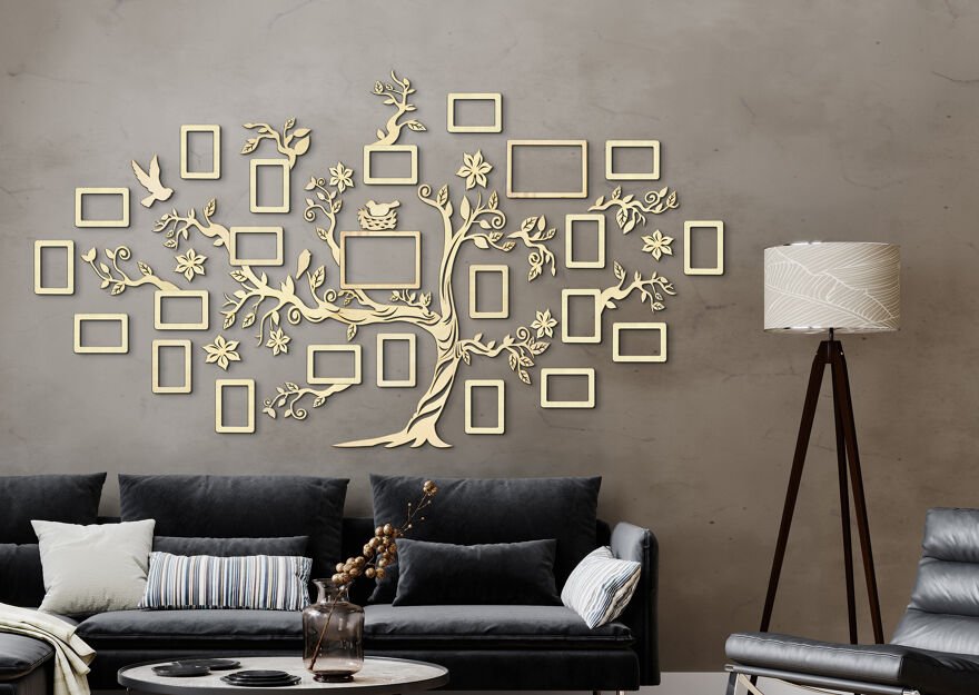Wooden Family Tree with 23 Picture Frames | 68travel