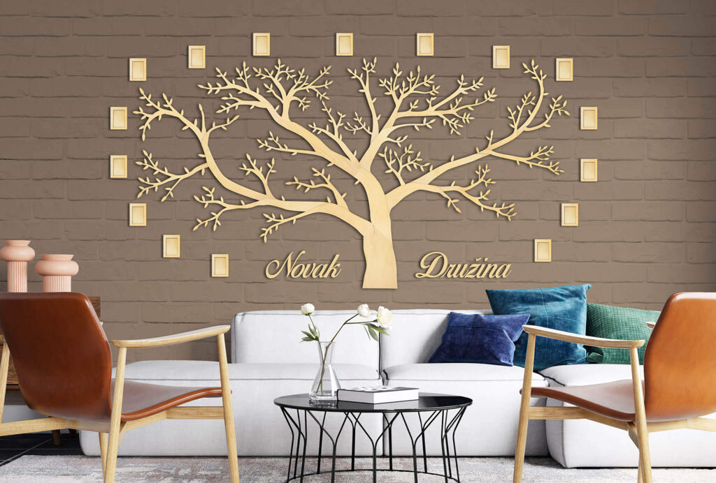 Árvore genealógica em madeira com 15 molduras | 68travel