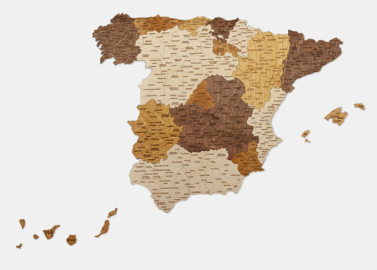 Wooden Map of Spain | 68travel