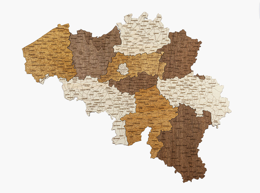 Wooden Map of Belgium | 68travel