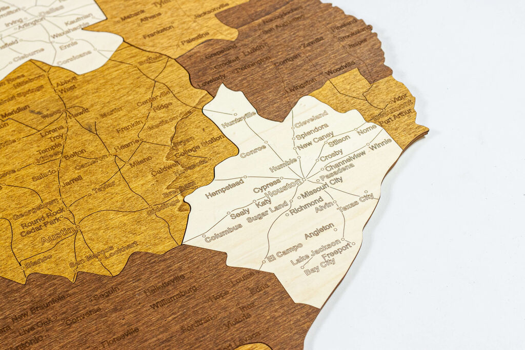 Texas Wooden Map | 68travel
