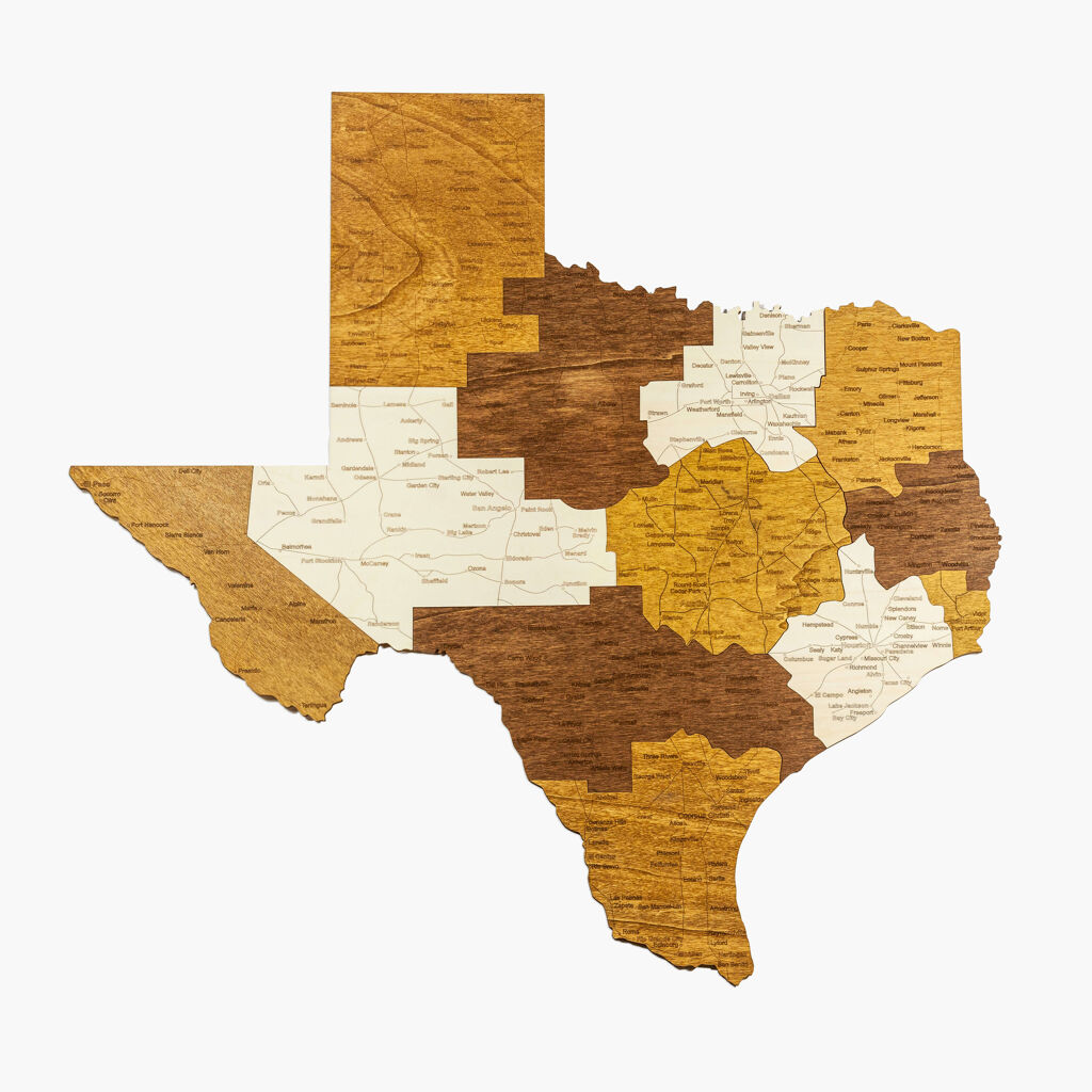 Texas Wooden Map | 68travel