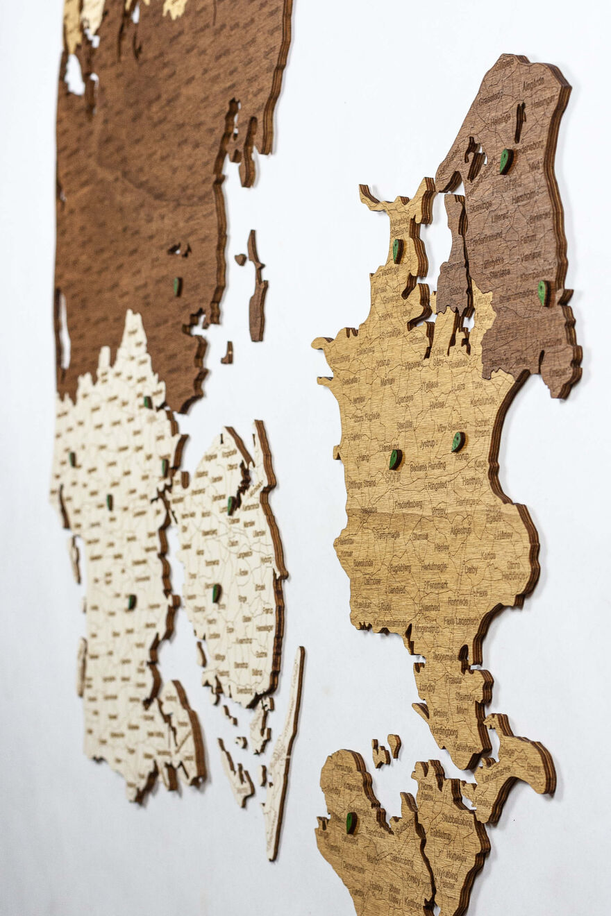 Denmark Wooden Map | 68travel