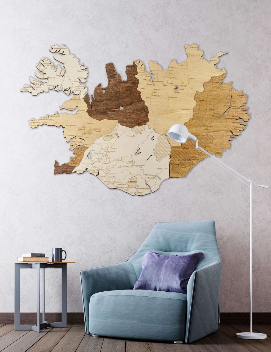 Wooden Map of Iceland | 68travel
