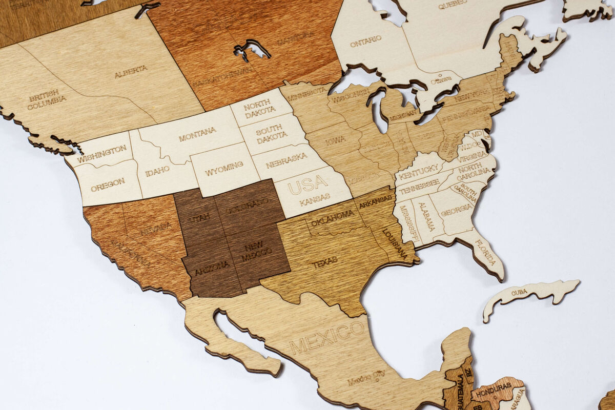 Mapa-múndi em madeira 2D | 68travel