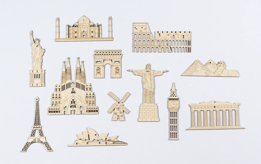 Wooden Landmark Ornaments | 68travel