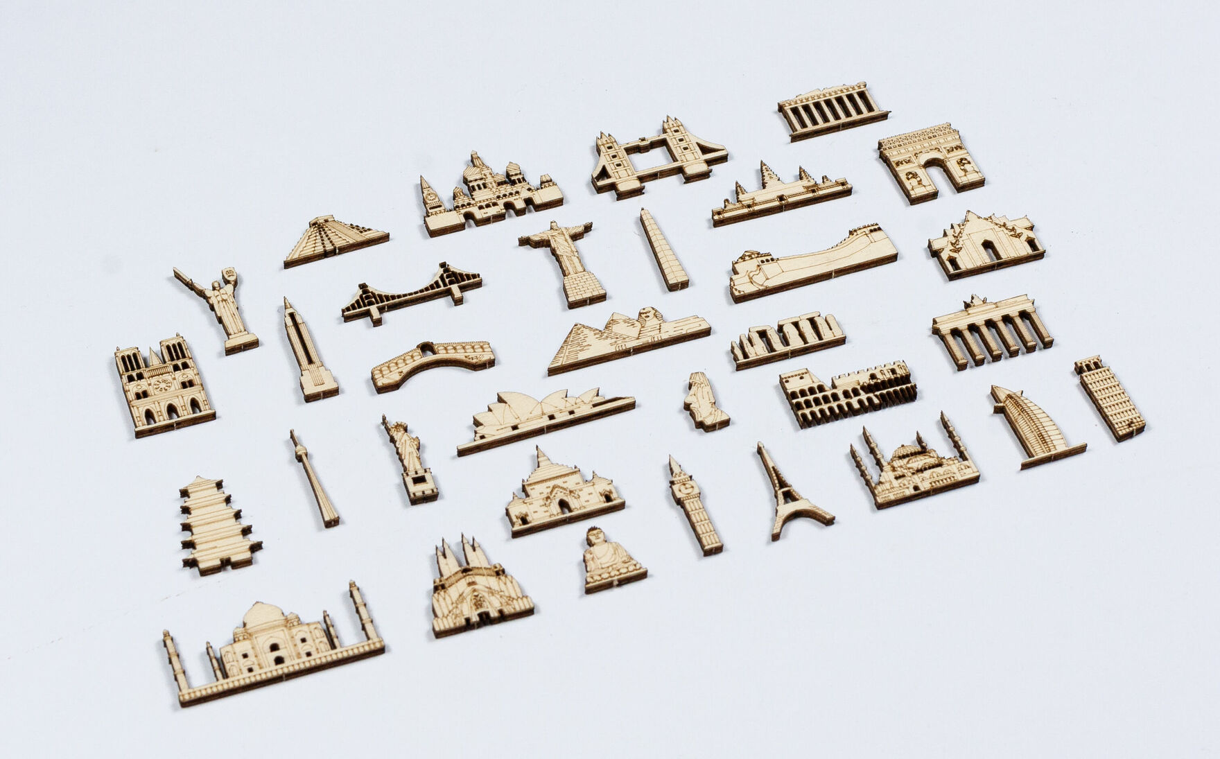 Wooden Mini Landmarks (stickable) | 68travel
