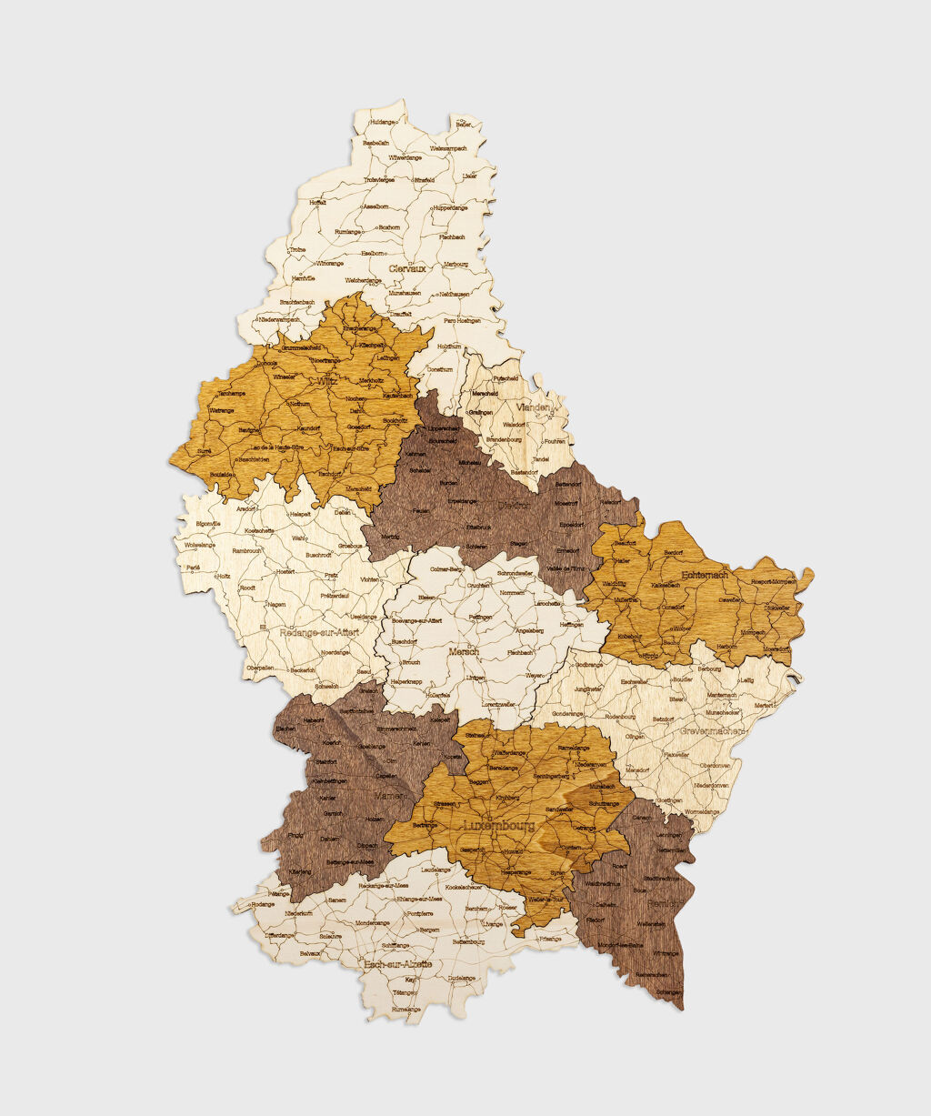Wooden Map of Luxembourg | 68travel