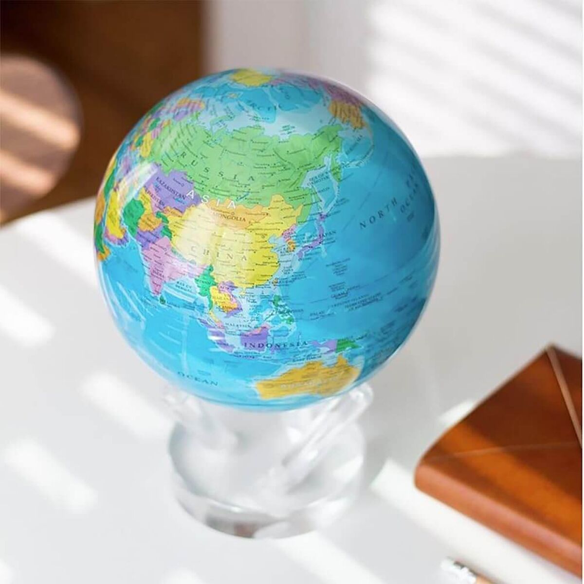 Mova Blue Political Map Self Rotating Globe | 68travel