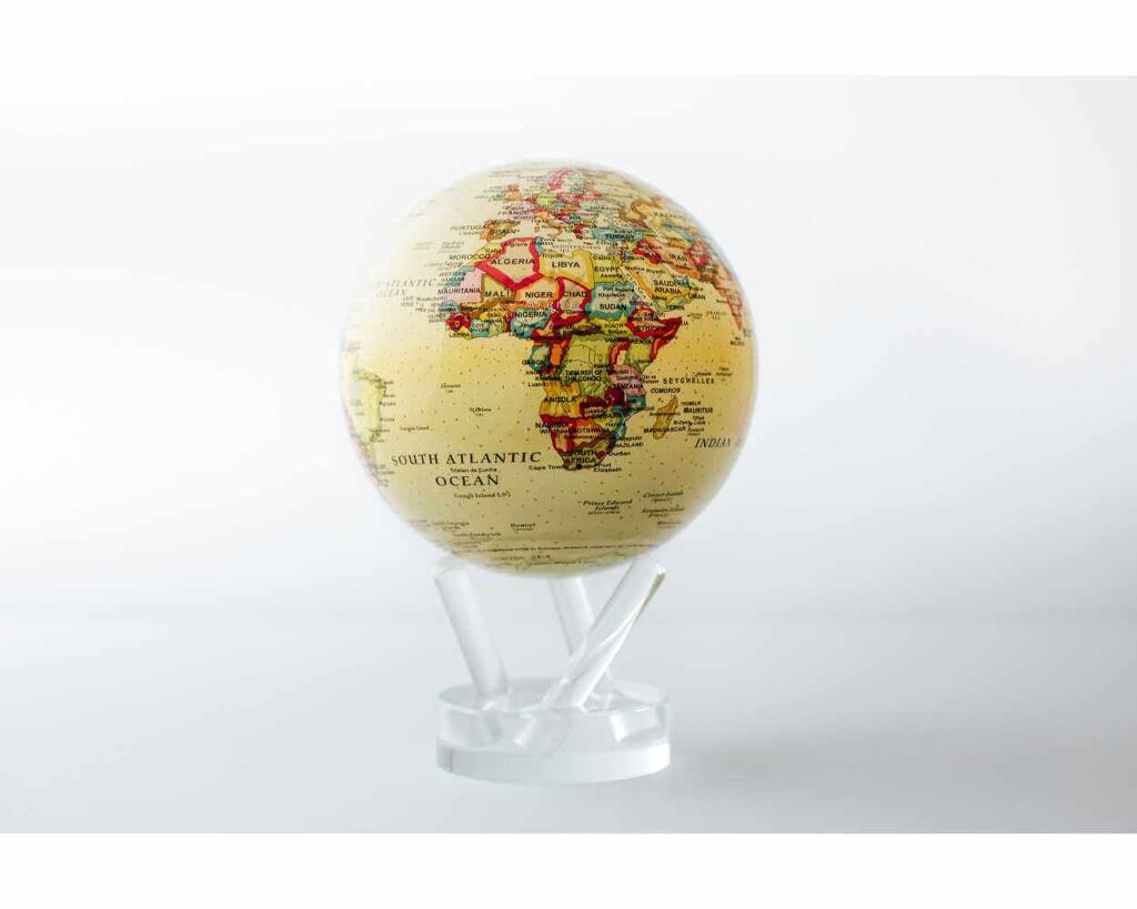 Mova Political Map Yellow Self Rotating Globe | 68travel
